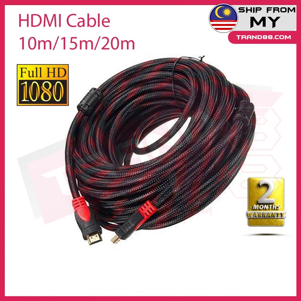 10M 15M 20M High Speed Video HDMI Cable Full HD1080p Gold 24K Plated ...