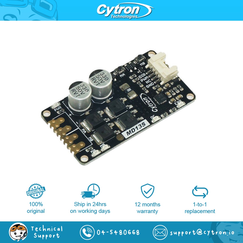 Cytron Motor Driver 13A (Max 30A) 6-30V for Automation Robotic 3.3 ...