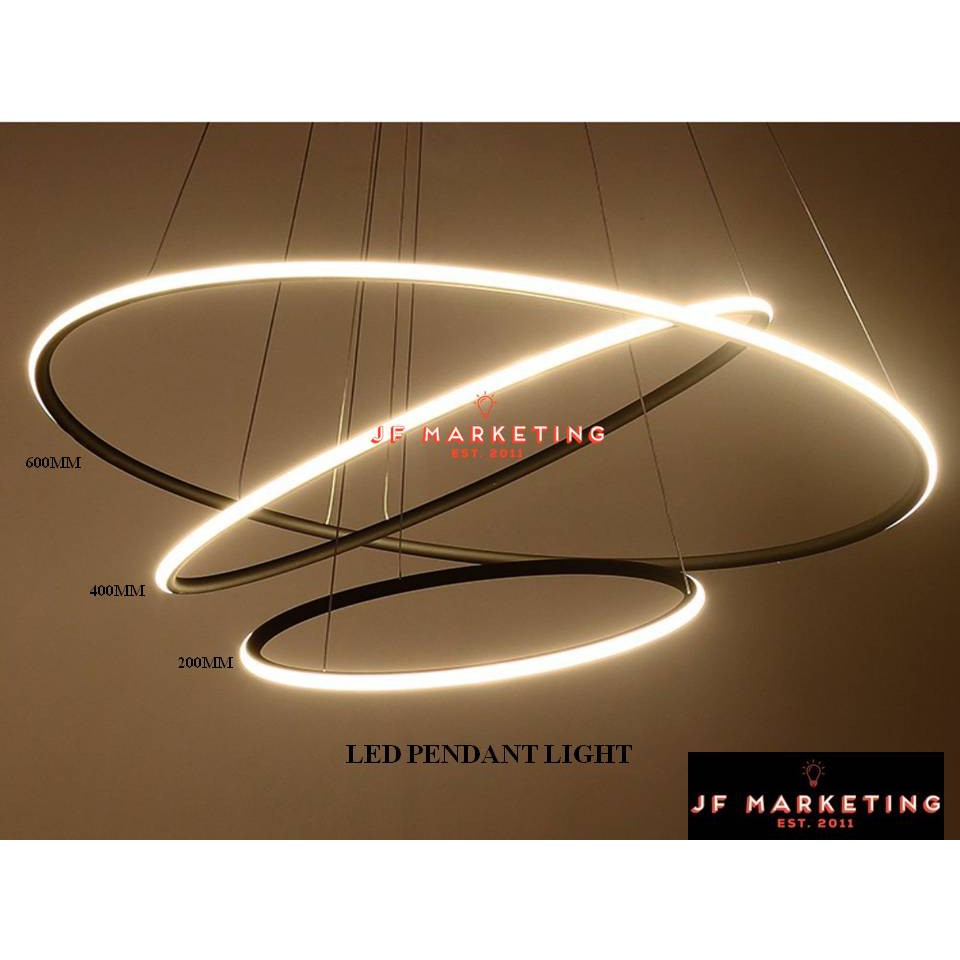 Circular Ring Pendant Lights 3/2/1 Circle Rings Acrylic Aluminum LED ...