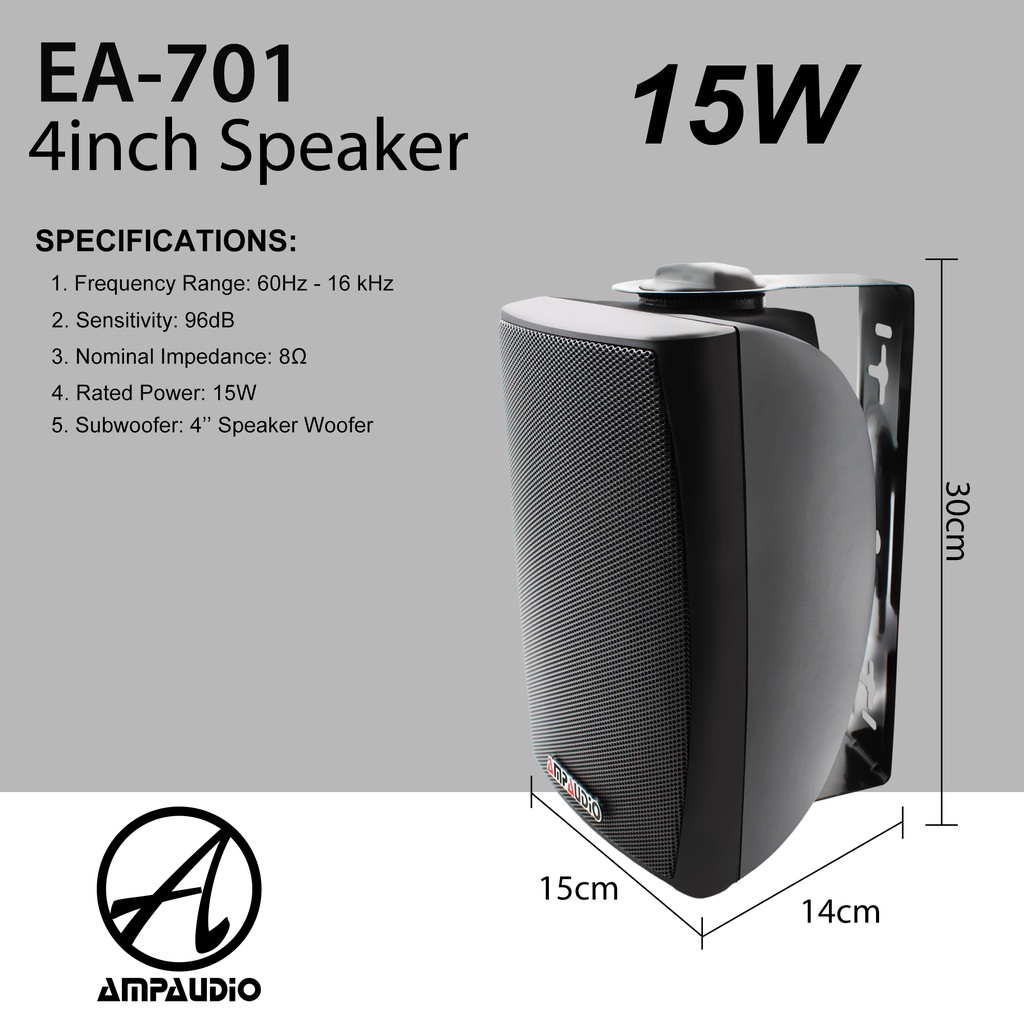 AmpAudio 15W/ 20W/ 30W PA BOX SPEAKER COMES WITH WALL MOUNT BRACKET ...