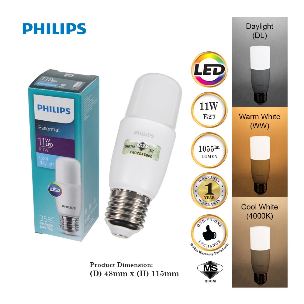 Philips 11W E27 Essential LED Bulb [Ready Stock] | Shopee Malaysia