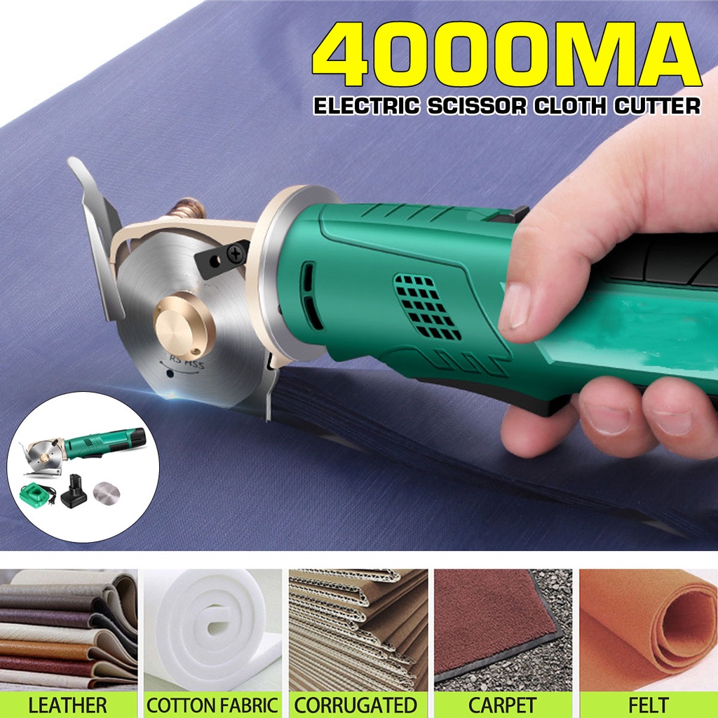 4000mAh Wireless Rechargeable Electric Round Cloth Cutter Scissors ...