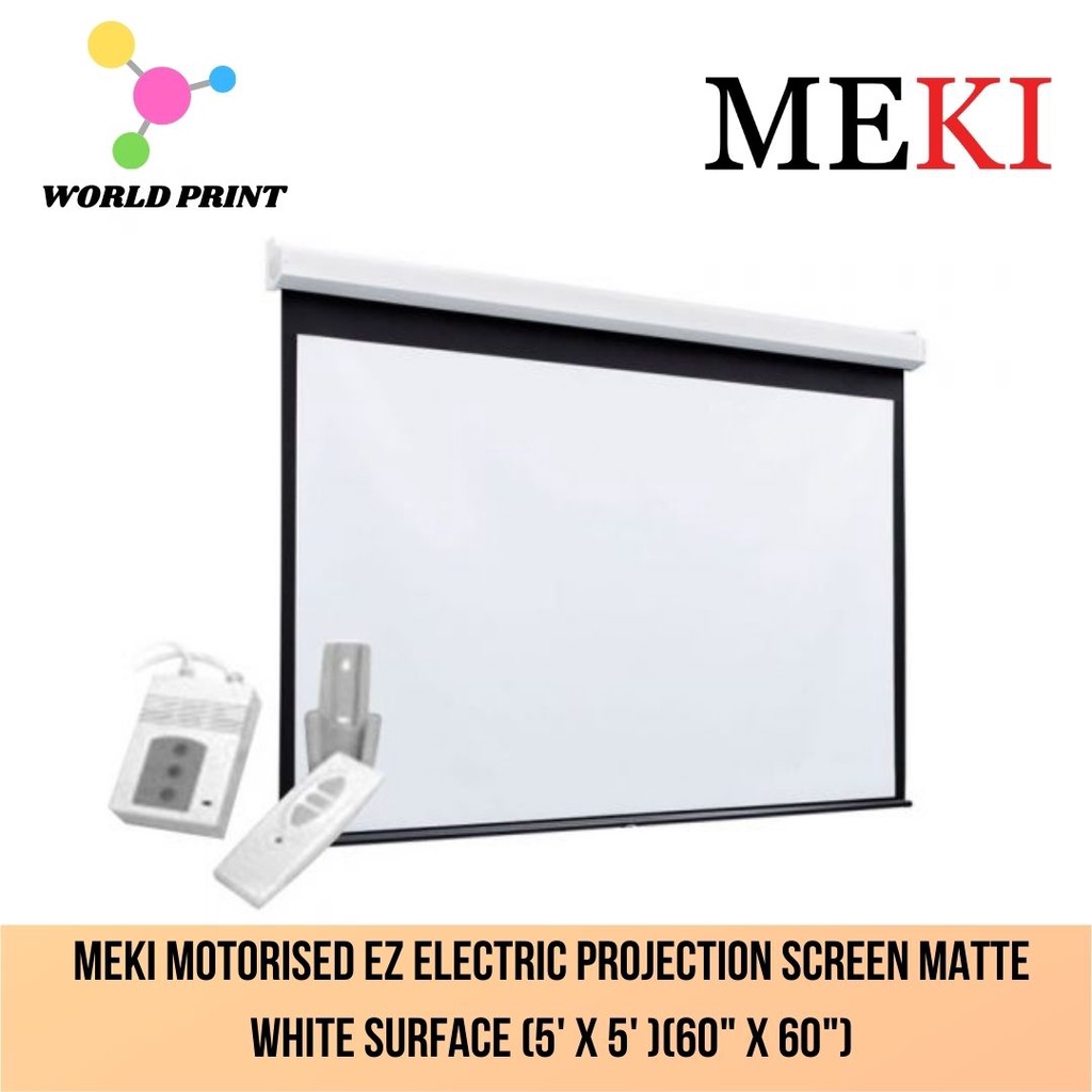 MEKI Motorised EZ Electric Projection Screen Matte White Surface (5' x ...
