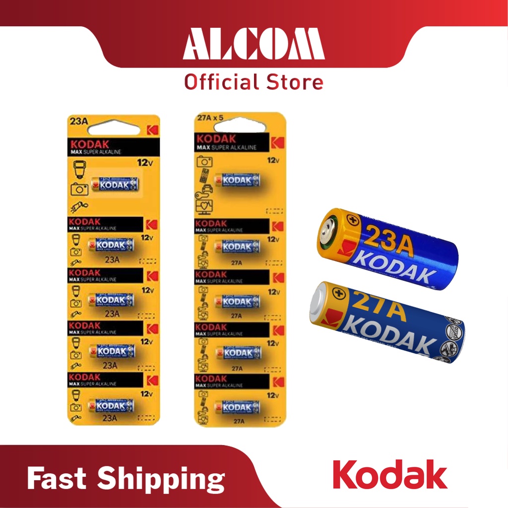 Kodak Max Super Alkaline Batteries 23A / 27A (5-Pack) Car Remote ...