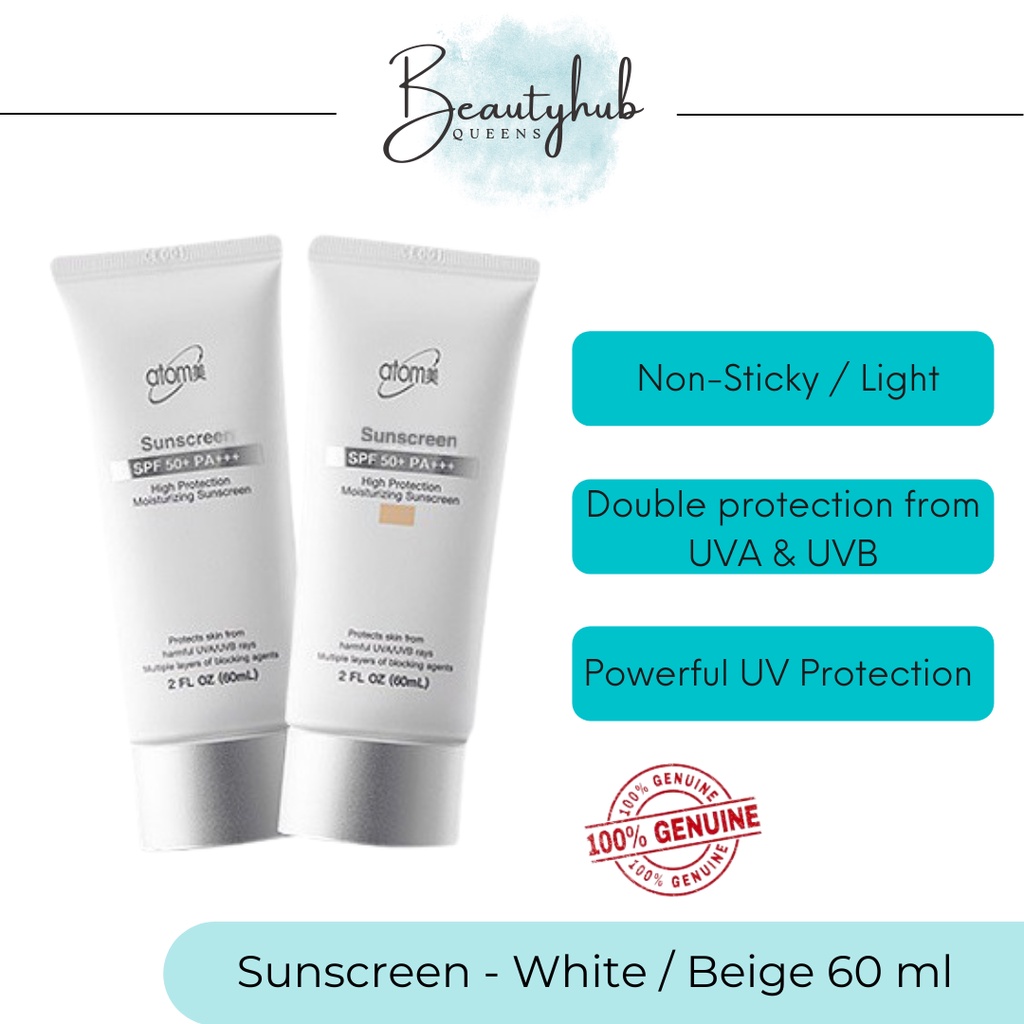 [READY STOCK] ATOMI SUNSCREEN [A.T.O.M.Y] - White / Beige (60ml ...