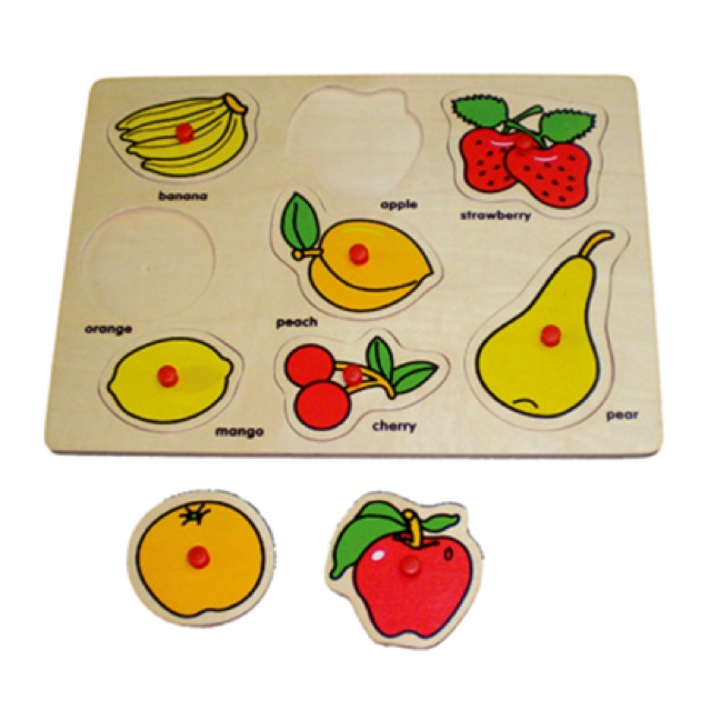 🌈READY STOCK🌈 Children Wooden Fruit Puzzle Montessori Early Learning ...