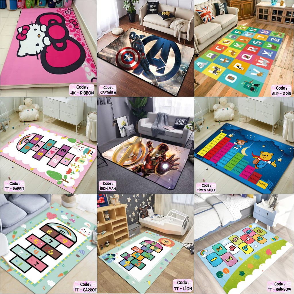 KARPET VELVET KARTUN / KARPET KANAK-KANAK / KIDS CARPET PERMAIDANI ...