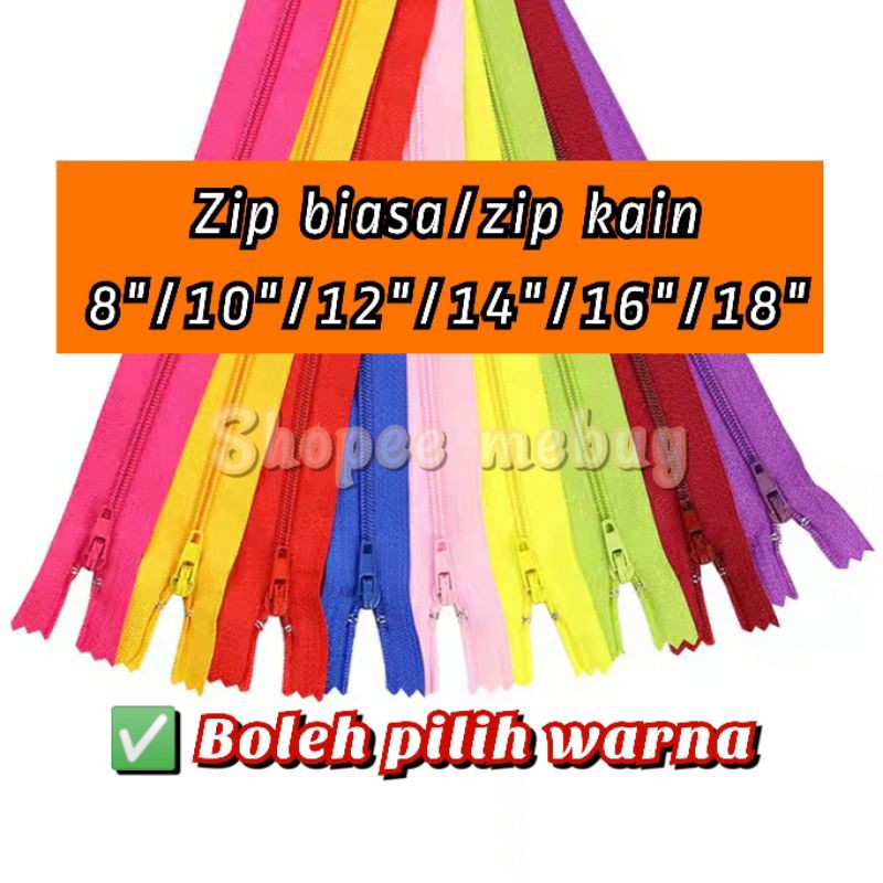 🇲🇾Zip biasa 8"/10"/12"/14"/16"/18" |zip kain 普通拉链 | Shopee Malaysia