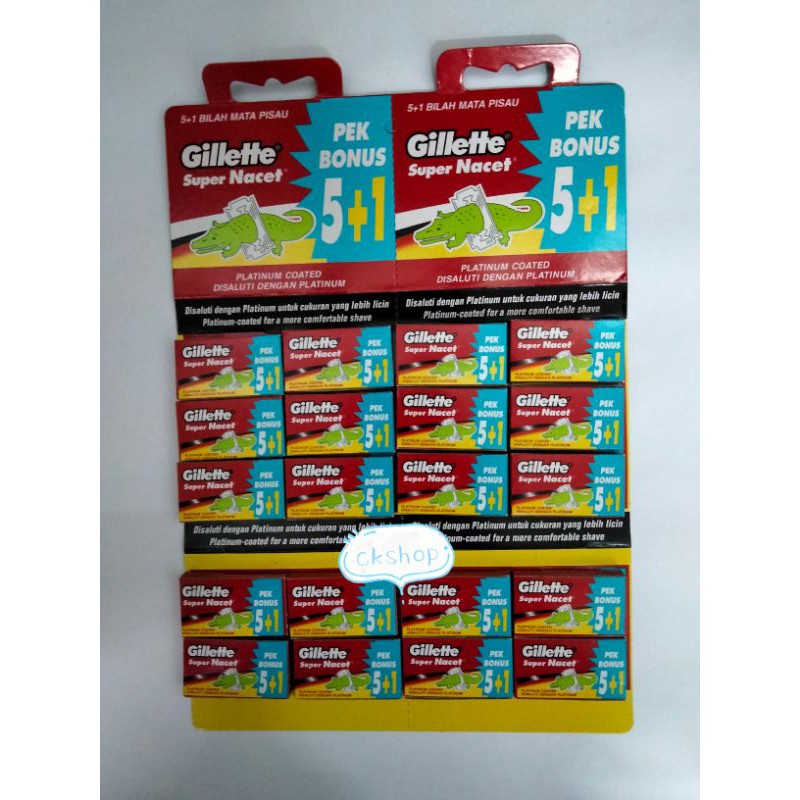 Mata Pisau Buaya(1papan)/Gillette Super Nacet Platinum Coated 5+1 ...