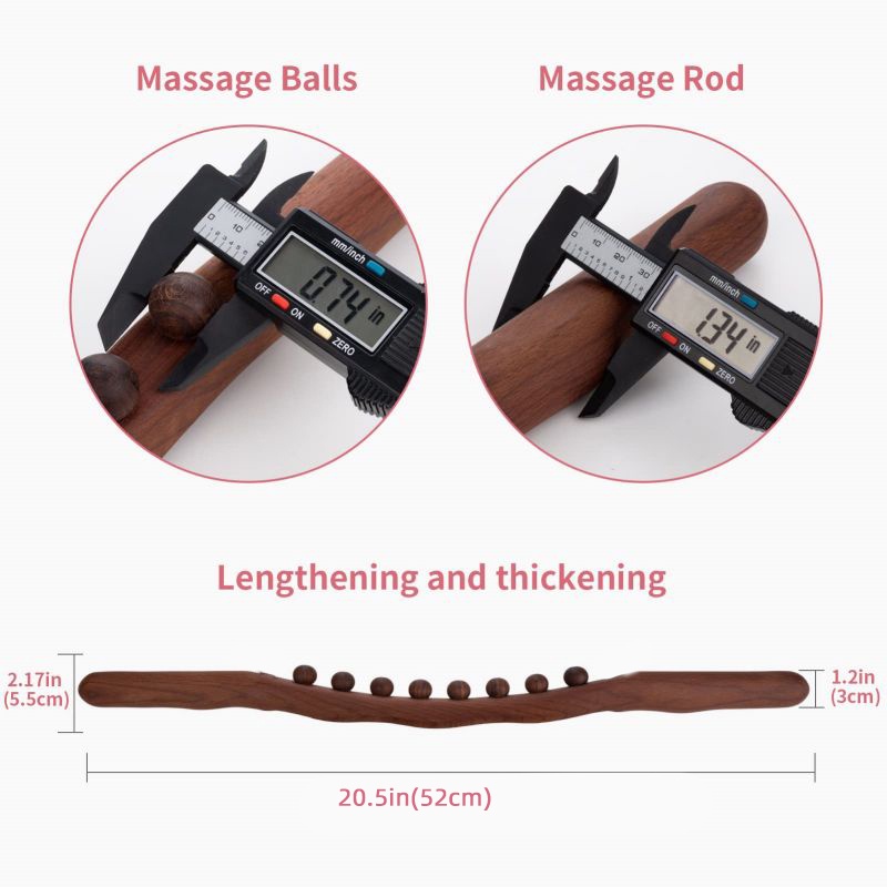 Natural Carbonized Wood Massage Stick Therapy Scraping Guasha Tool Body ...