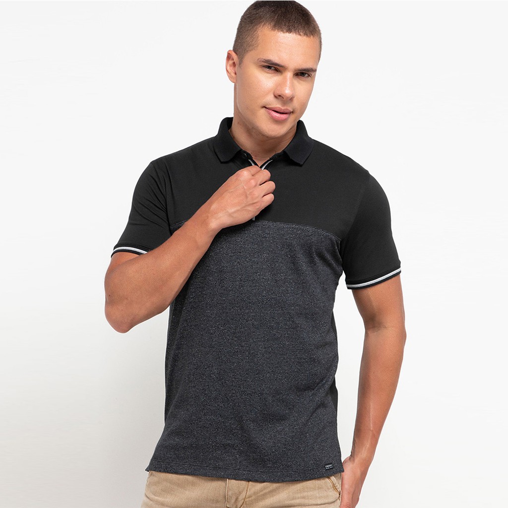 Cressida The Next Level Polo Shirt Black Color Block J125H | Shopee ...