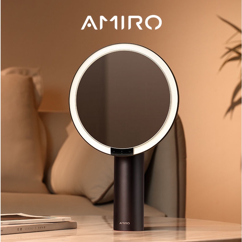 AMIRO vanity mirror led with light O2 series rotatable small black mirror Smart Daylight mirror ...