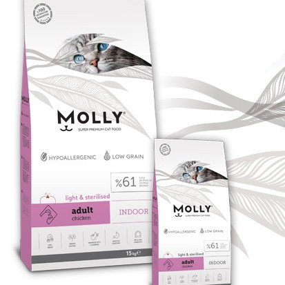Molly Super Premium Cat Food INDOOR Light & Sterilised Chicken 2KG ...