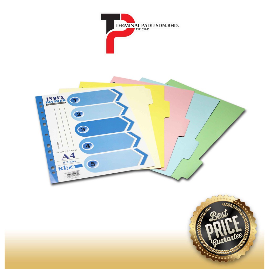 Kita Brand A4 Colour Index Divider/File Filing Separator (120gsm ...