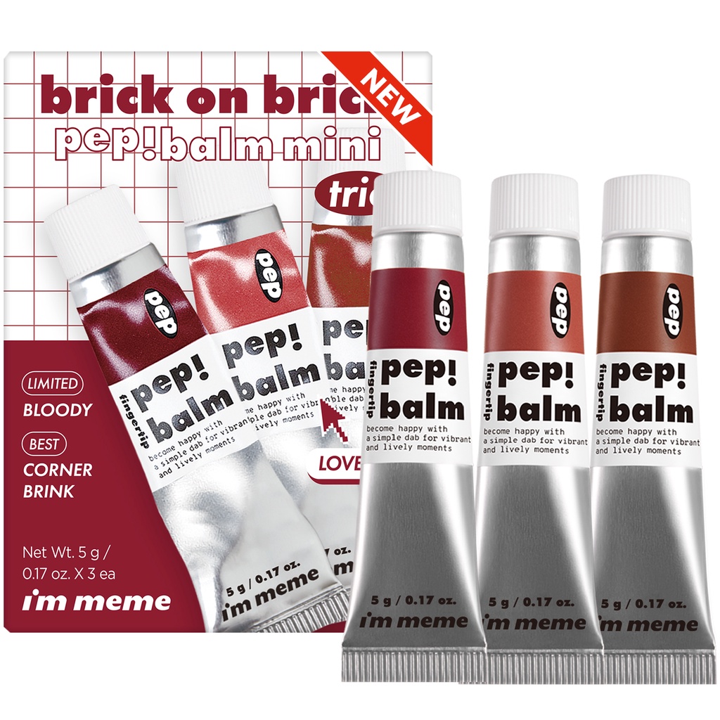 [I`M MEME Official] Brick on Brick Pep! Balm Mini Trio | Shopee Malaysia