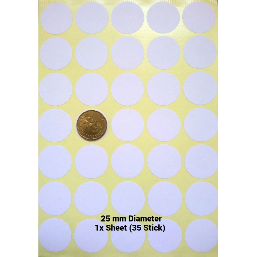 Stickers White dot Sticker Round Label Circle Stickers 33mm 25mm 19mm ...