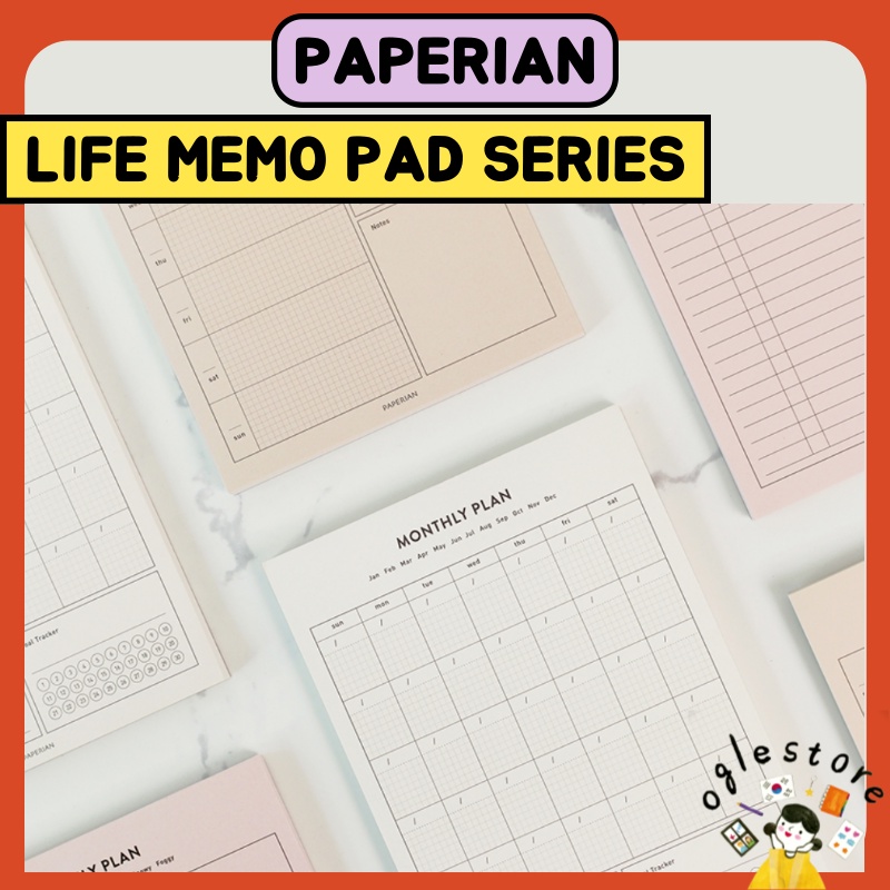 Korean A5 Memopad Monthly Planner Weekly Planner Daily Planner Non Sticky Memo Pad Paperian ...