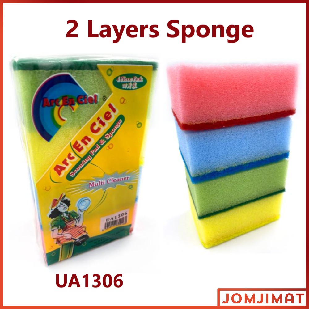 2 Layers Scouring Sponge 4pcs Household Wash Dish Cleaning Sponge/Sabut ...