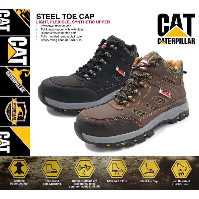 Caterpillar CAT Fully Protection Adventure Steel Cap Safety Boot Kasut ...