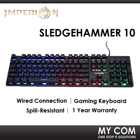IMPERION SLEDGEHAMMER 10 KG-S10B MEMBRANE RGB GAMING KEYBOARD | Shopee ...