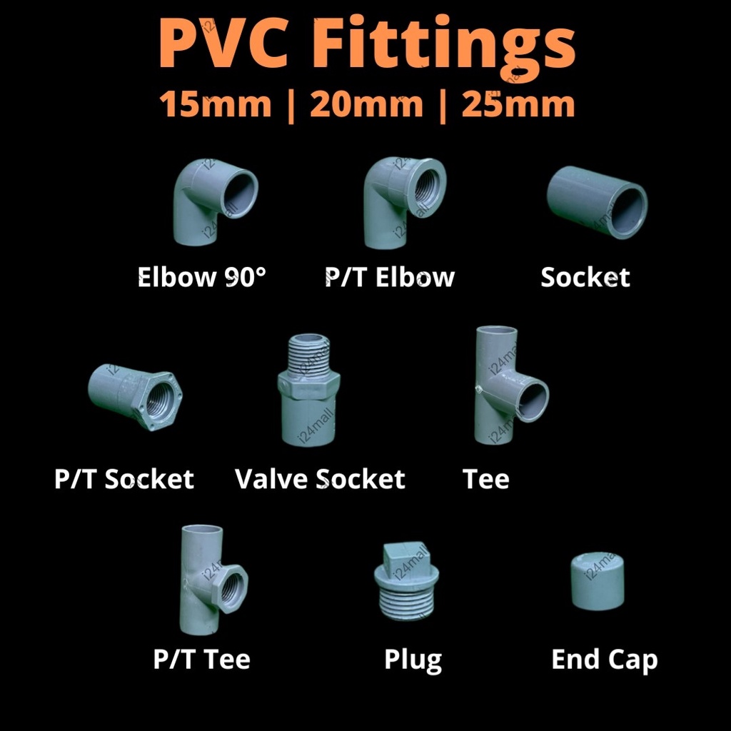 PVC FITTINGS 15MM20MM25MM Socket/Elbow/Tee/P/T Socket P/TElbow/Valve ...