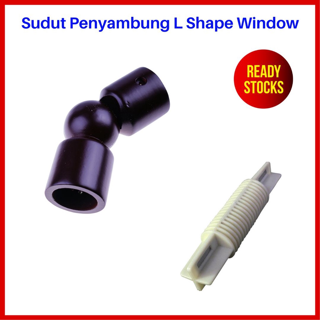 Curtain Rod Corner Connector Sudut Penyambung Joiner L Shape Bay Window ...