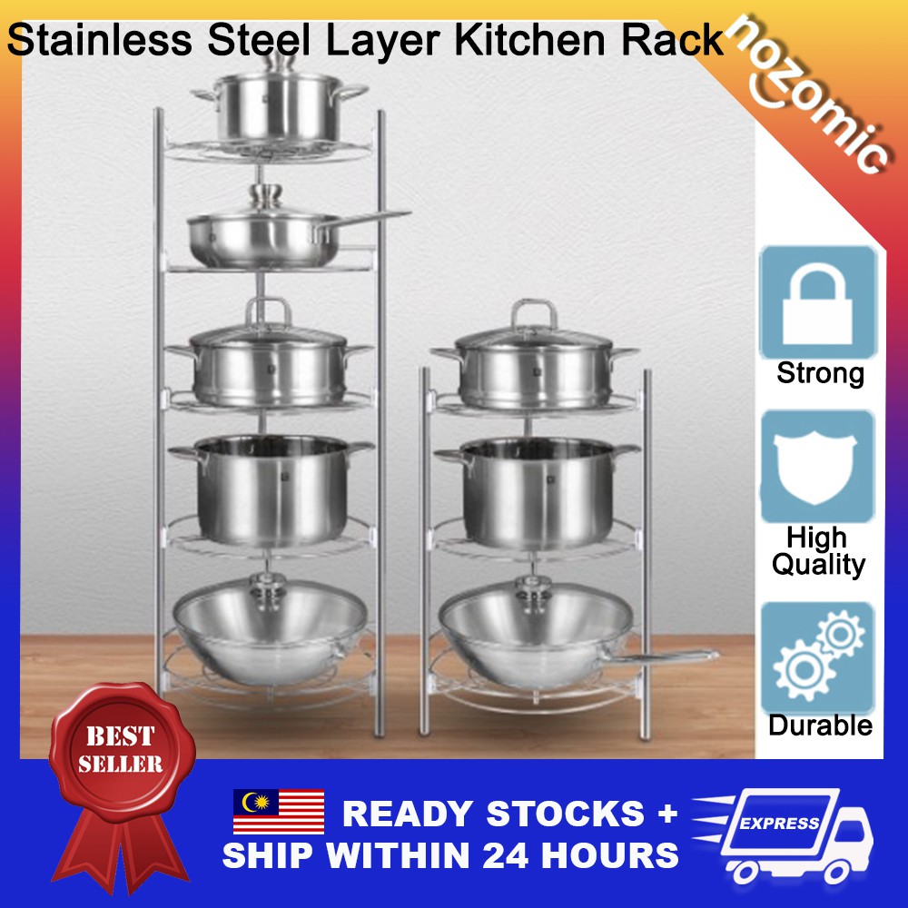 Rak Periuk Bertingkat Kuali Organizer Kitchen Rack Pot Pan Holder ...