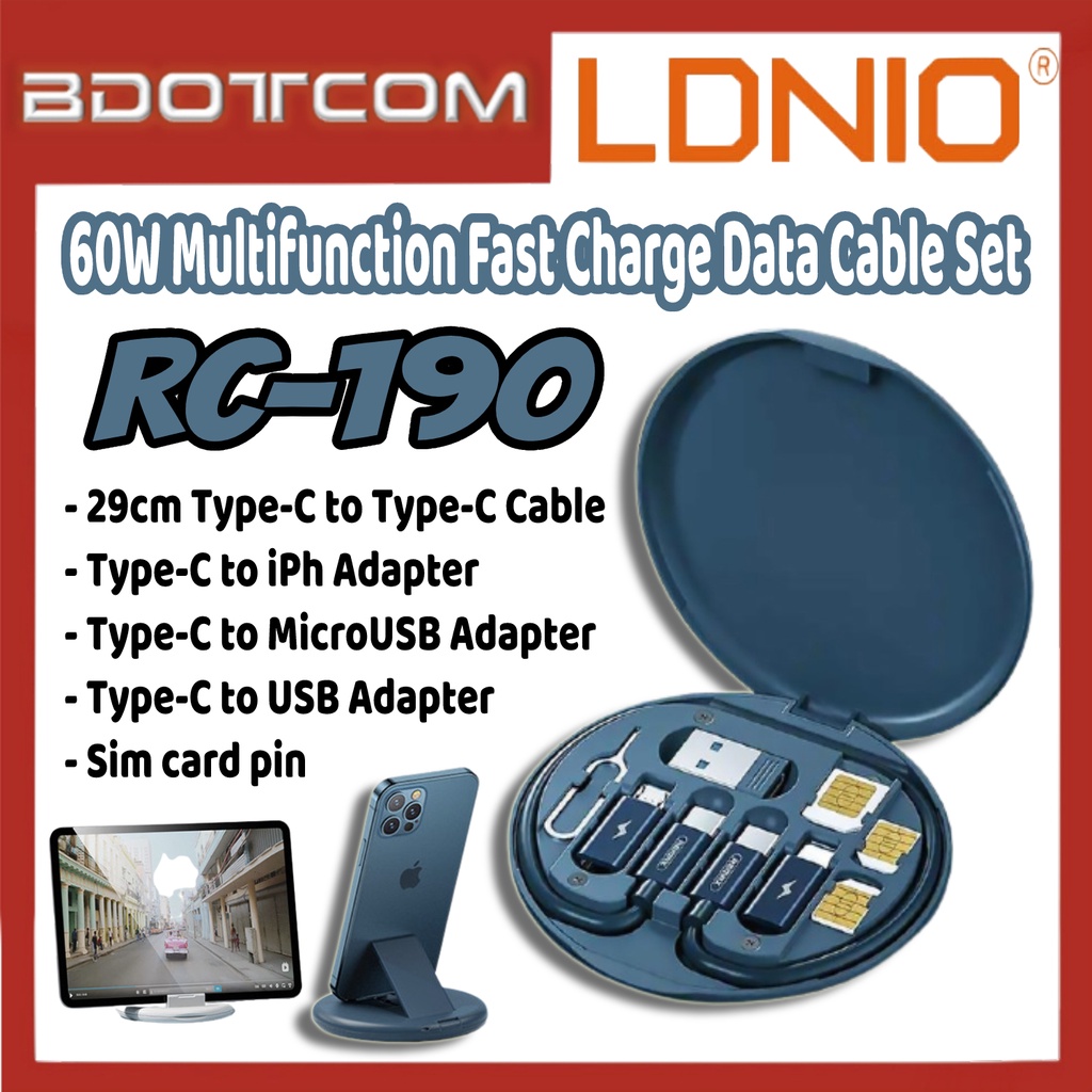 [Ready Stock] Remax RC-190 Wanbo Series 60W Type-C to Type-C Multifunction Fast Charge Data ...