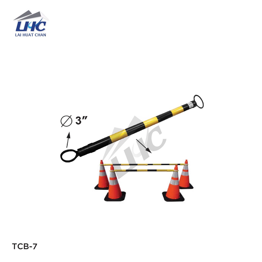 TCB-7 WORKER Safety Traffic Cone Bar Extendable 7' / Cone Barrier Pole ...