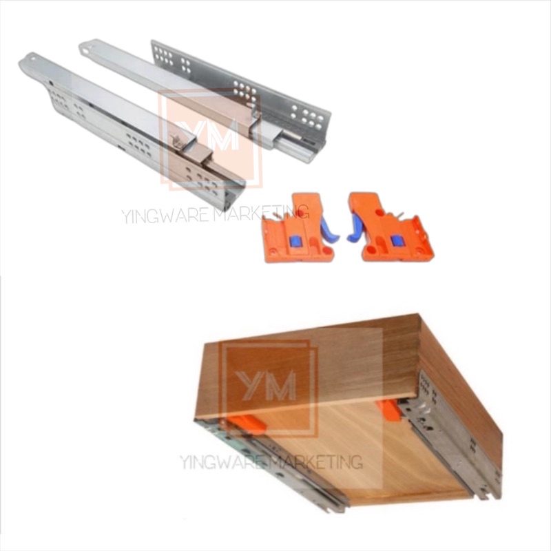 Heavy duty soft closing undermount full extension drawer slide rail ...
