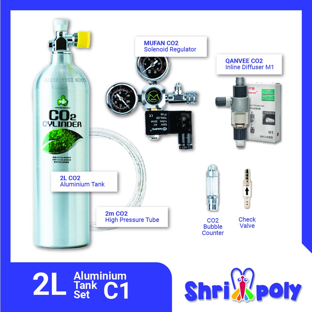 CO2 Tank Set System 2L 3L Aluminium Tank Aquatic Plant Aquarium [ Brand ...