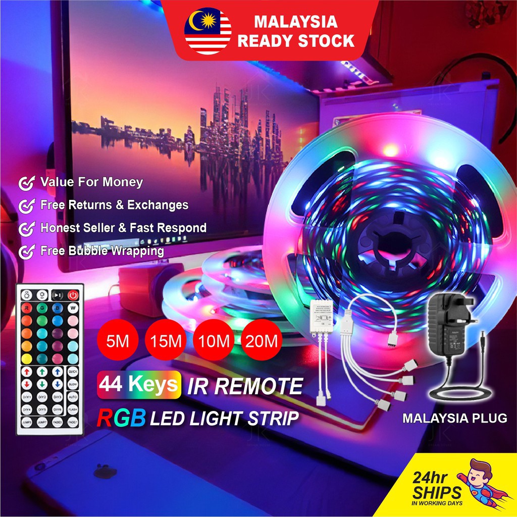 lampu raya LED Light Strip 10m 15m 20m Colorful Waterproof LED Strip ...