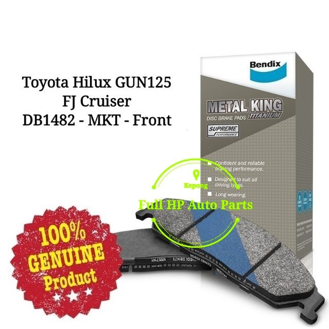 Original Bendix DB1482MKT Front Brake Pad - Toyota Hilux Revo GUN125 ...