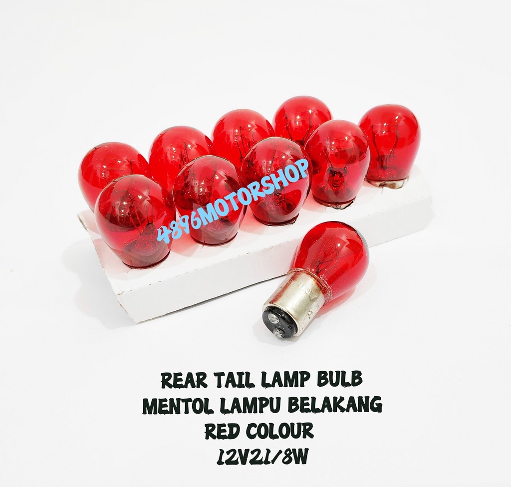 12V/21/8W TAIL LAMP BULB (RED) LAMPU BRAKE BELAKANG MERAH MENTOL EX5 ...