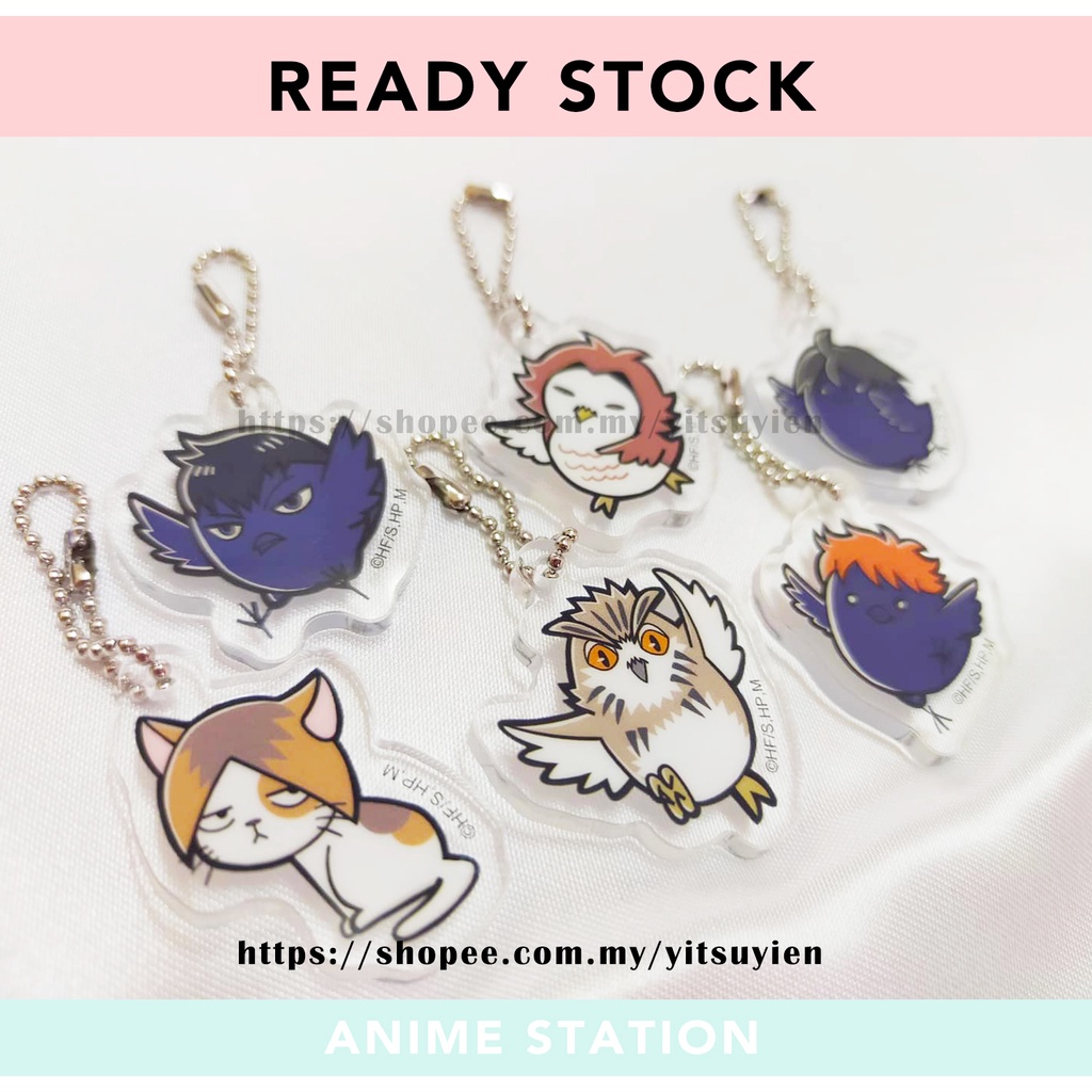 Haikyuu Keychain Mascot Bokuto Akaashi Acrylic Kenma Hinata keychain ...