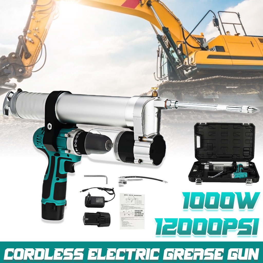 1000W Cordless Electric Grease Gun 600ml Rechargeable High Pressure ...