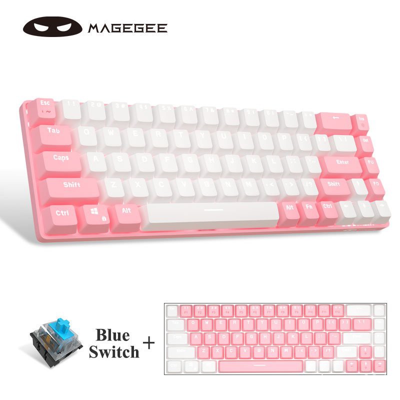 MageGee MK-Box 65% Mechanical Keyboard, Wired Pink Gaming Keyboard Blue ...