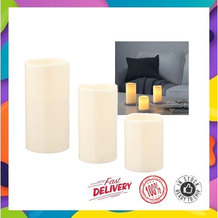 🔥READY STOCK🔥 1KEA GODAFTON LED block candle in/out, set of 3, battery ...