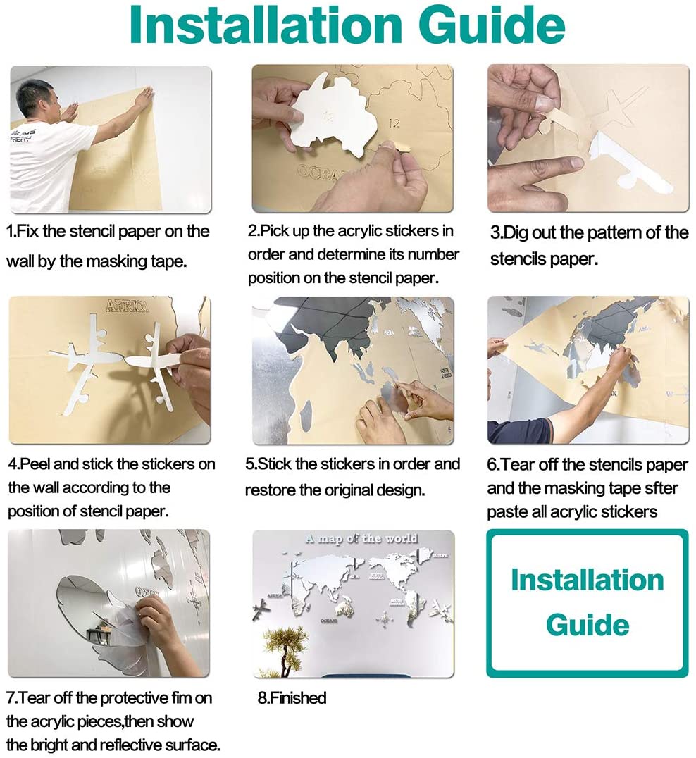 World Map Acrylic 3D Solid Crystal Bedroom Wall With Living Room ...