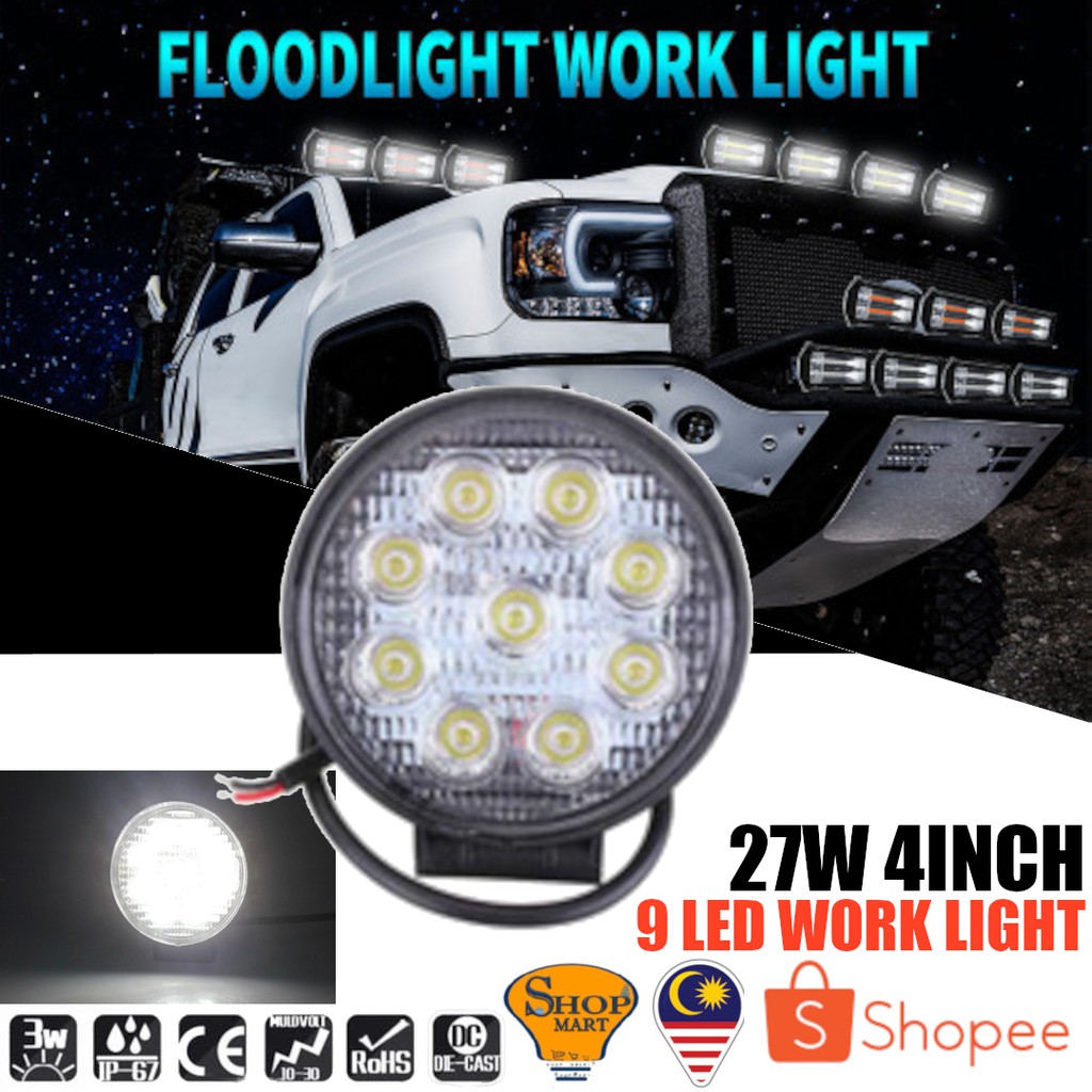 Car Sportlight Led Work Light Fog Light Round 4INCH 27W 9LED Car Lights ...