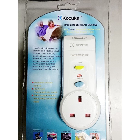 KOZUKA 13A Portable RCD / ELCB Socket Adaptor 30mA with Sirim Approve ...