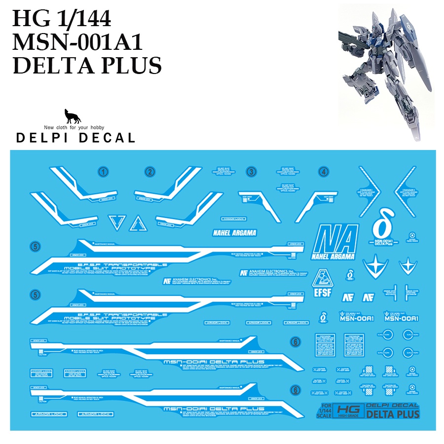 [DELPI DECAL] 271 HG 1/144 MSN-001A1 DELTA PLUS WATER SLIDE DECAL ...