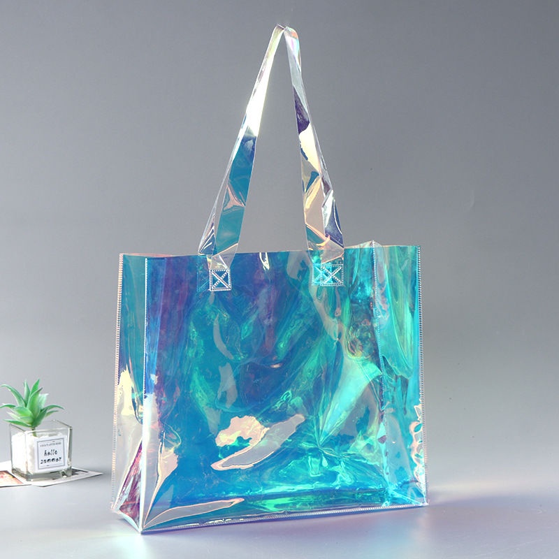 Laser bag hand bag colorful bag pvc tote bag magic rainbow film ...