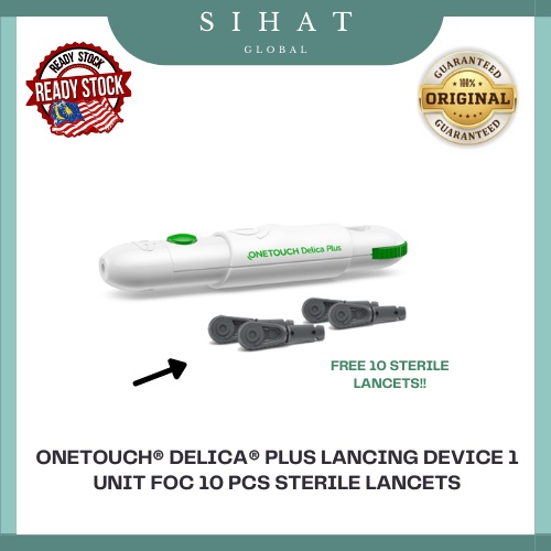 ONETOUCH® DELICA® PLUS LANCING DEVICE 1 UNIT FOC 10 PCS STERILE LANCETS ...