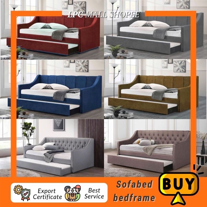 LPC MALL 07 & 08 Single Sofa Bed 3ft Day Bed With Pull Out Fabric Grey ...
