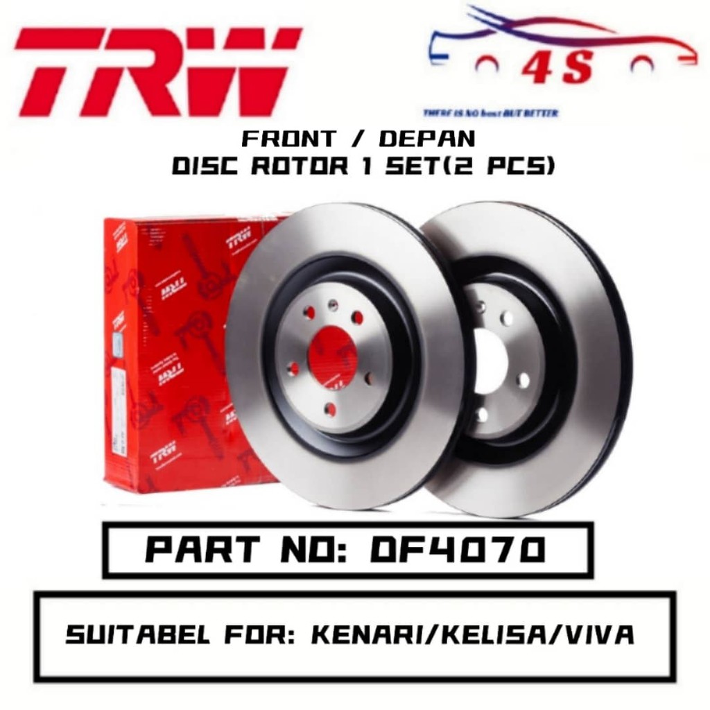 1Pair TRW Perodua Viva Kelisa Kenari Front Brake Disc Rotor DF4070 ...