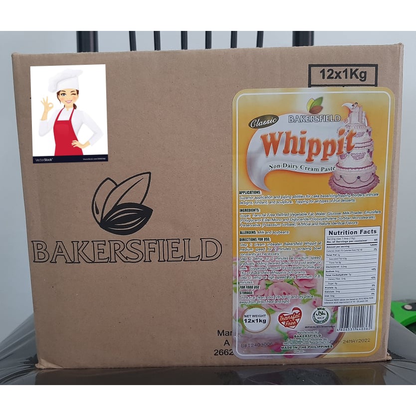 (2 case) 100% Whippit Non Dairy Cream Paste 24 kgs New Packaging ...