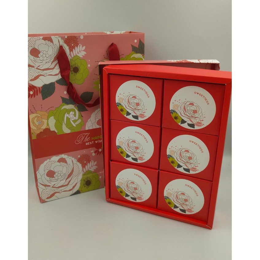 Y63 6IN1 RED MOONCAKE BOX "THE HAPPY TIME BEST WISH FOR YOU" MOONCAKE ...