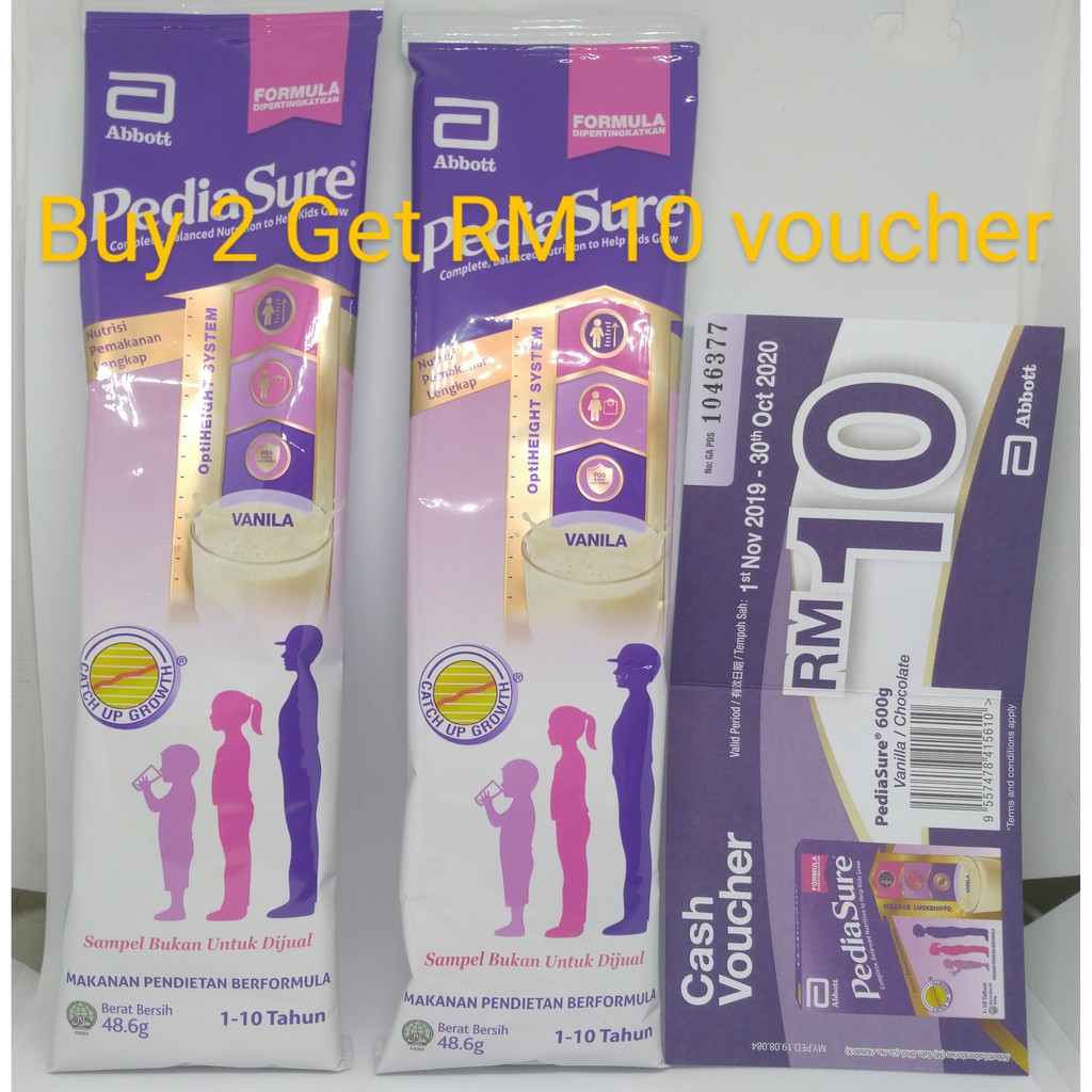 [FREE VOUCHER RM10] PediaSure Vanilla Travel Sample Pack 48.6g (Exp ...