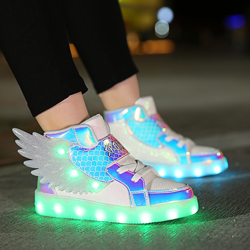XONGT rechargeable LED shoes for kids wings shoes with switch colorful ...